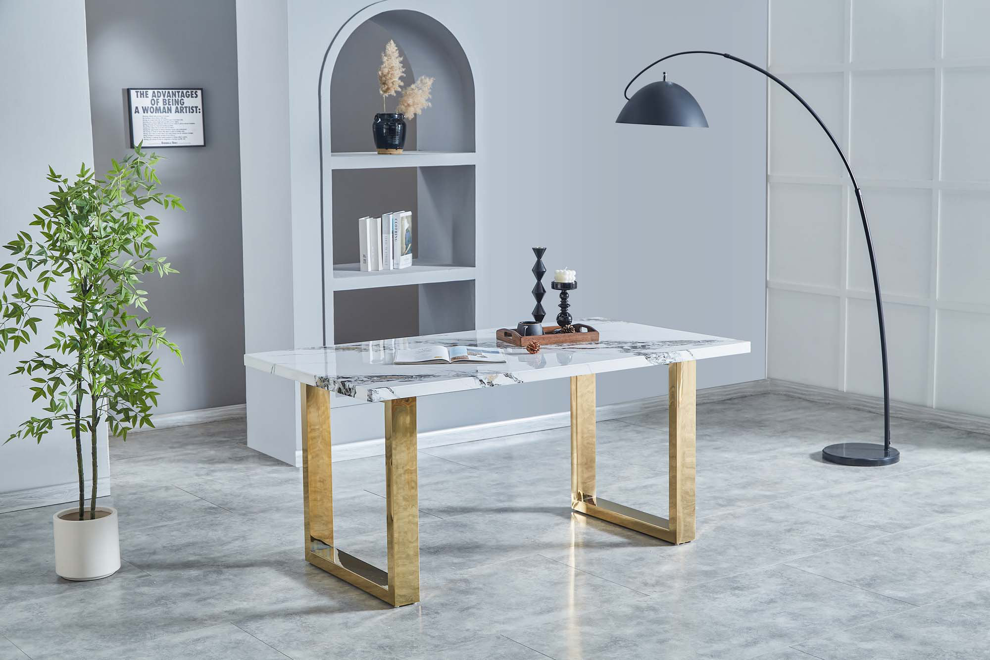 Everly Quinn Faux Marble MDF Dinning Table For 6 Or 8(Only Table) | Wayfair