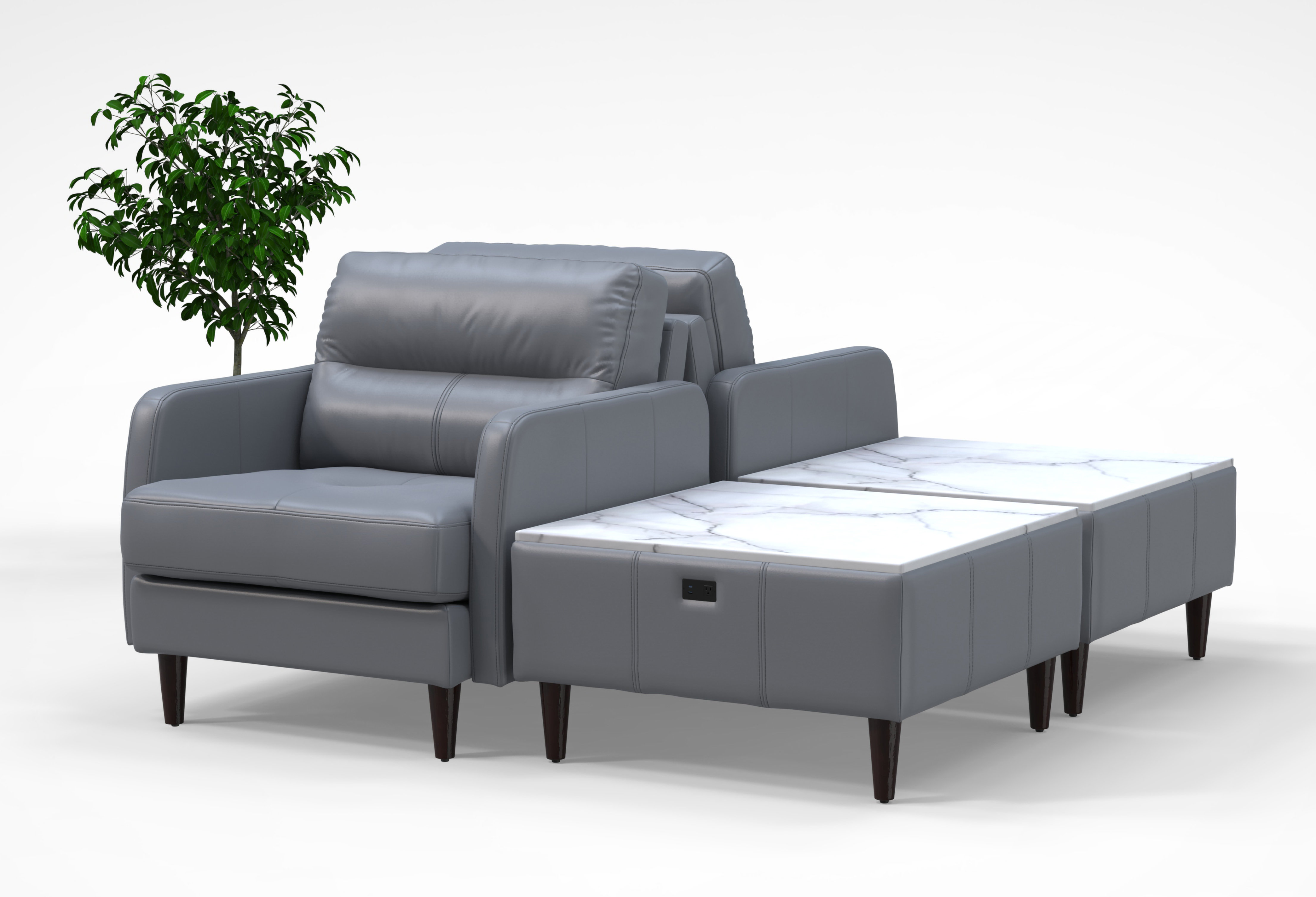 Reunion 2 Person Waiting Room Reception Chairs with Charging Tables Set ...