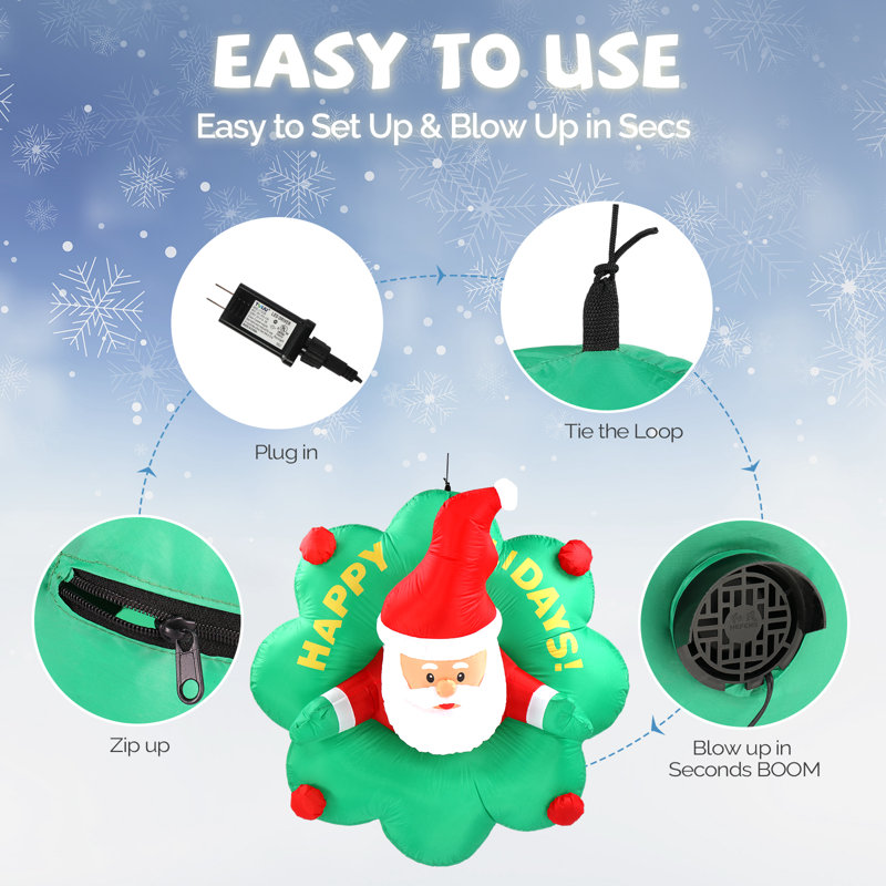 The Holiday Aisle® 4 Ft. Inflatable Santa Claus Christmas Window ...