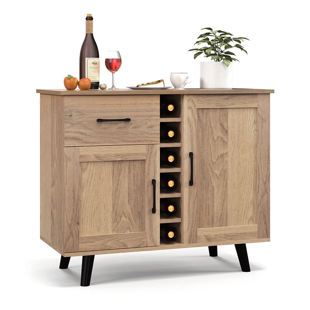 Wade Logan Bhawna 2-Door Wine Bar Cabinet With Drawer & Adjustable ...