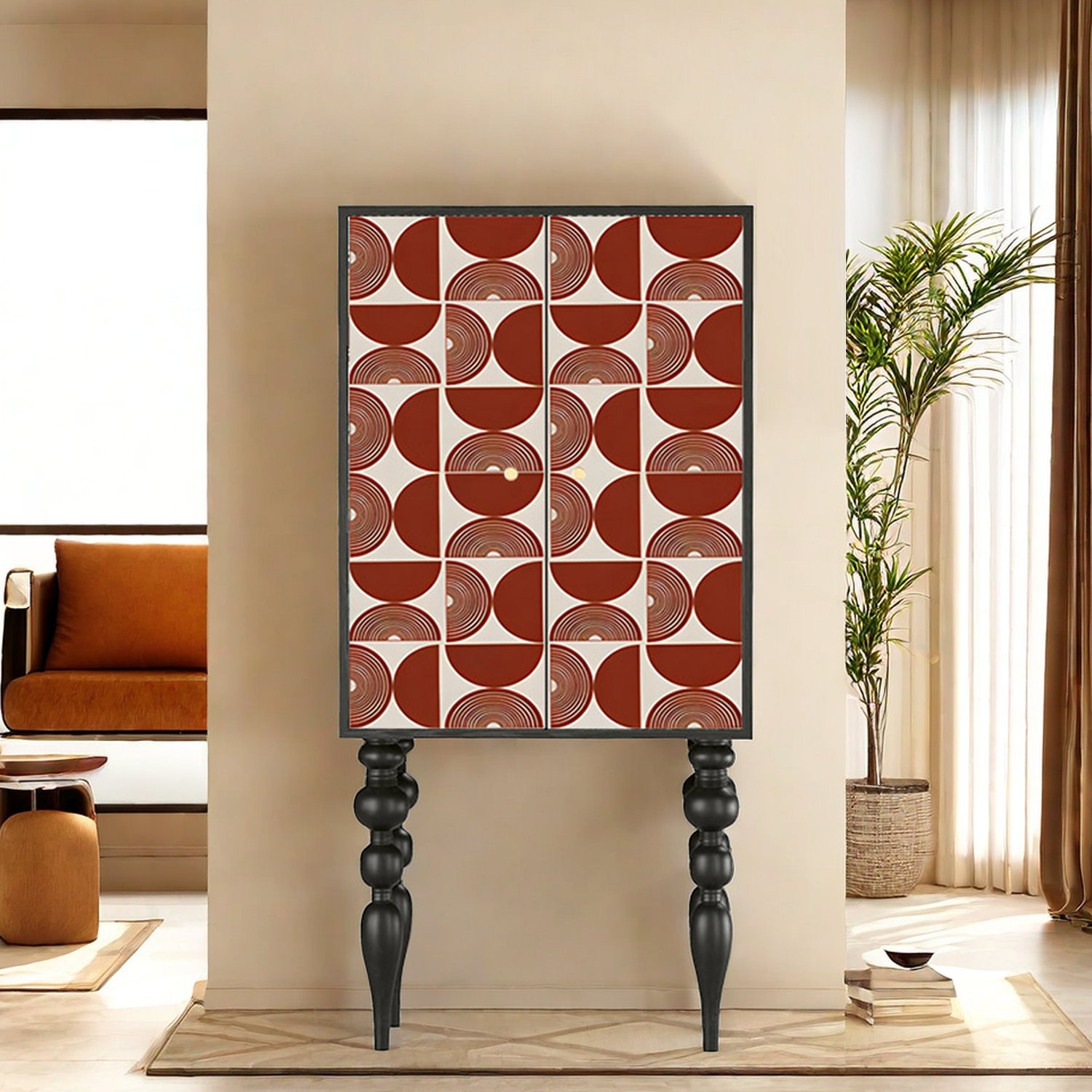 HomeCanvas Abstract High Cabinet Decorative Cabinet Locker Solid Wood ...