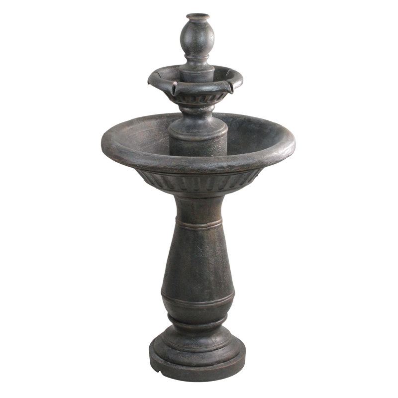 Northlight Seasonal 36" Black Two-Tier Finial Outdoor Garden Water ...