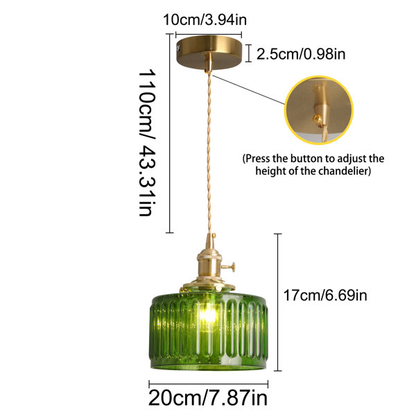Fairmont Park Vintage Green Glass Pendant Lamp Retro Chandelier Hanging ...