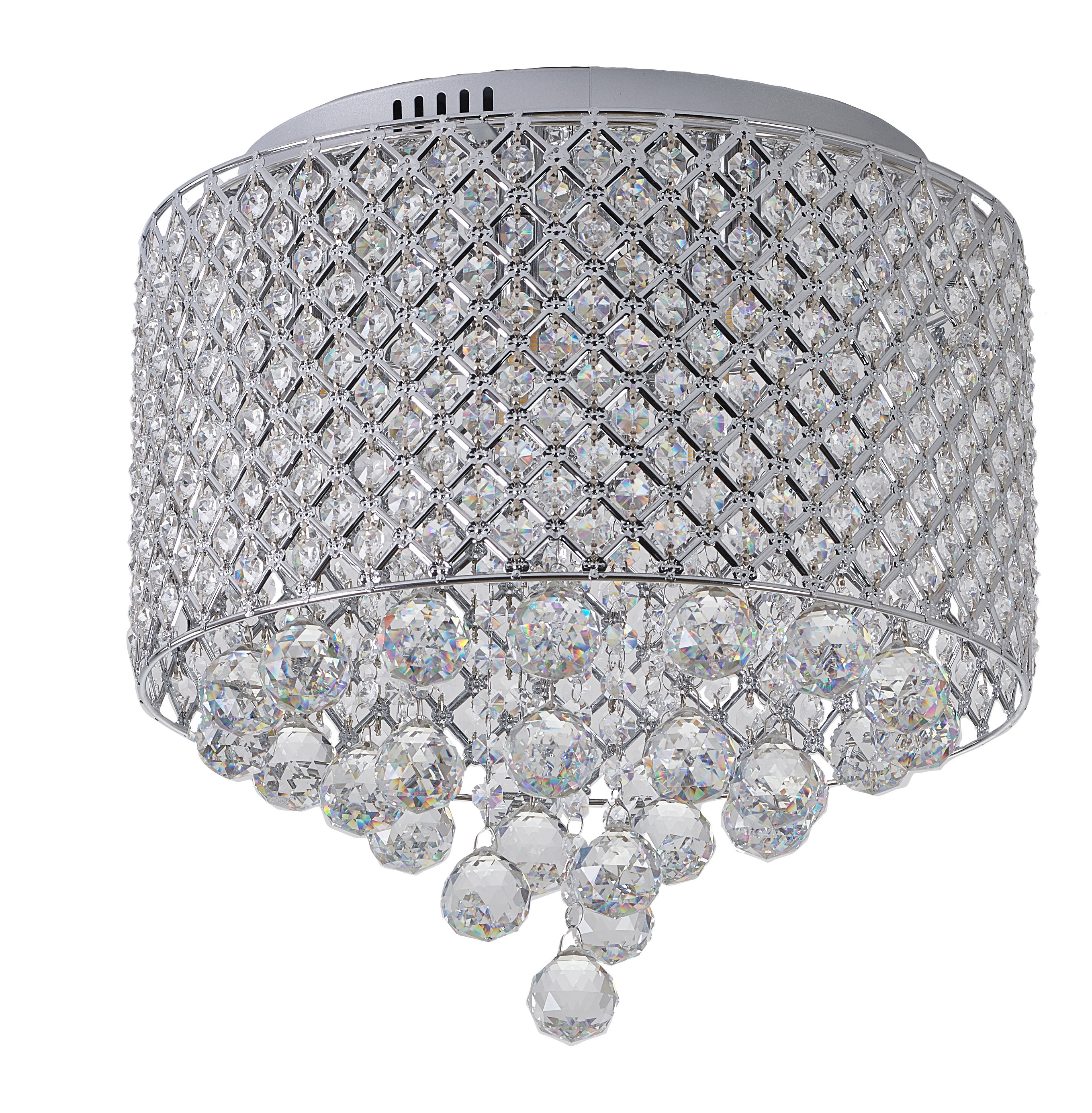 House of Hampton Lopes Chrome Flush Mount With Clear Crystal Accents ...