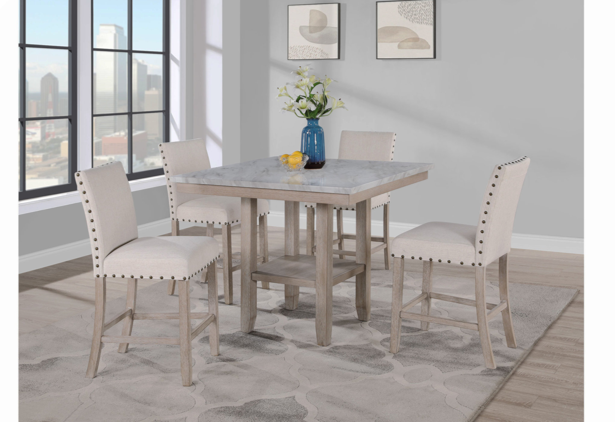 Red Barrel Studio® CLAUI NATURAL BAR TABLE and BAR STOOLS Modern Bar ...