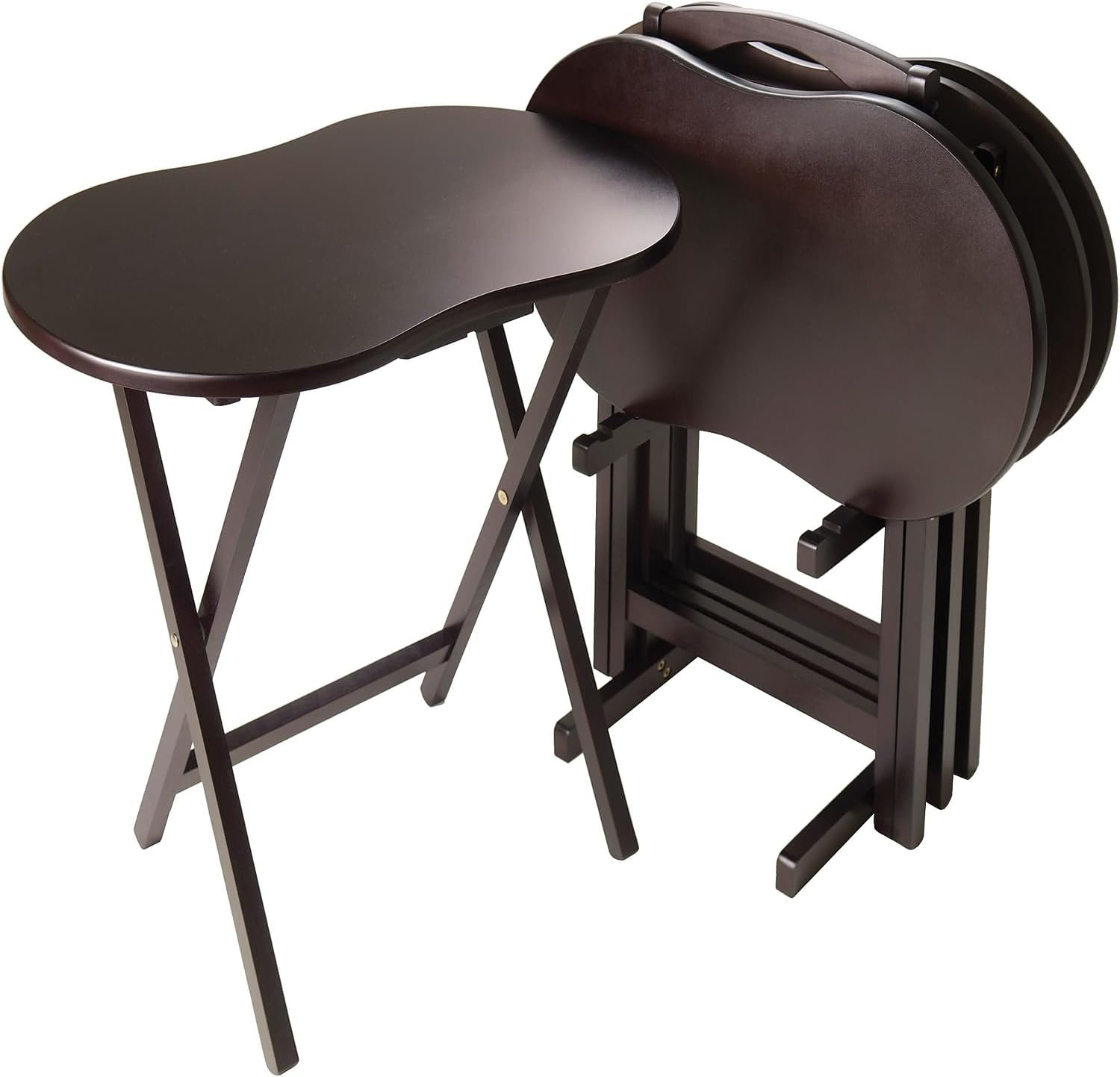 Red Barrel Studio® Sturdy Folding TV Table Set With Solid Wood Base And ...
