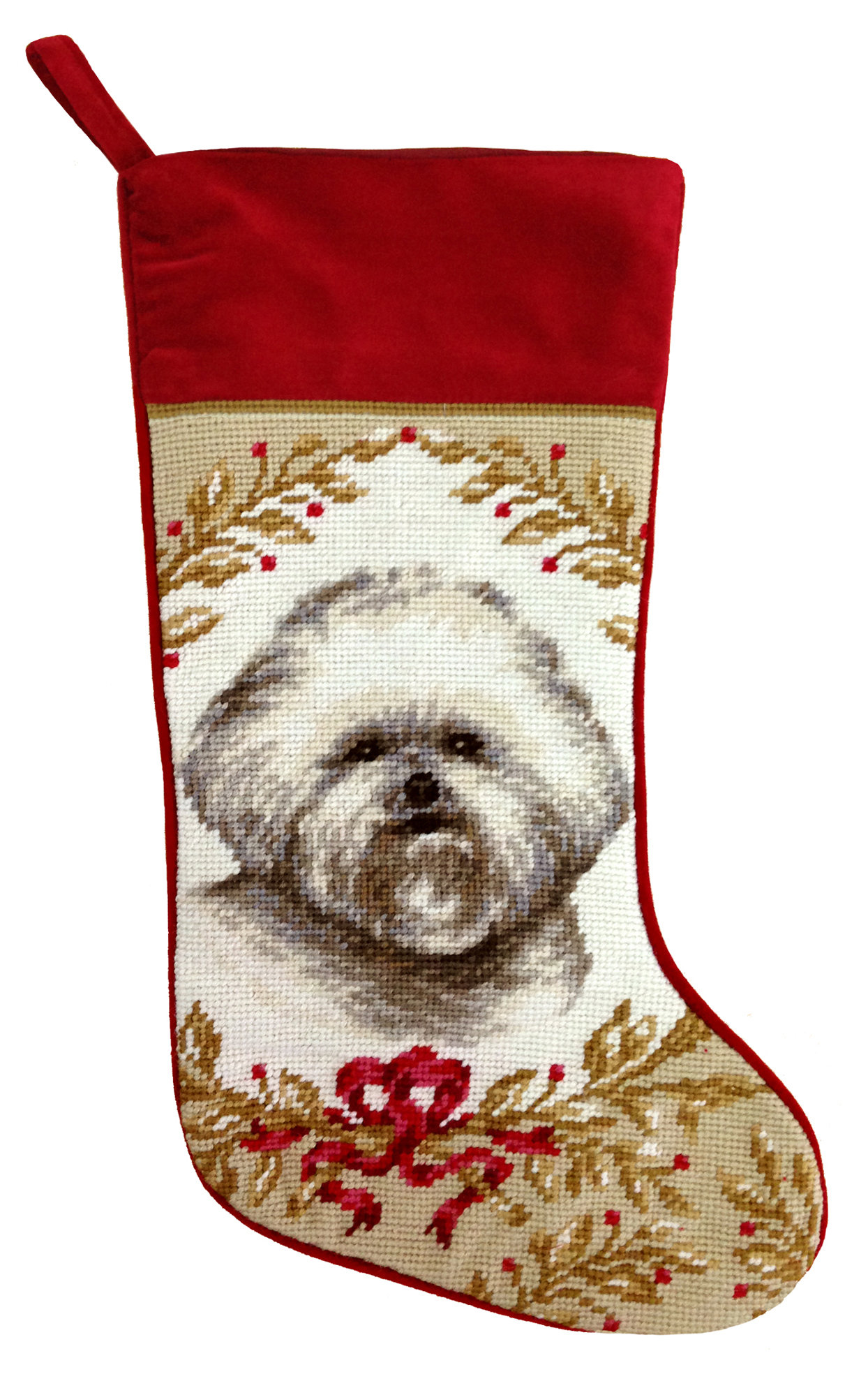 The Holiday Aisle® Dog Needlepoint Stocking | Wayfair