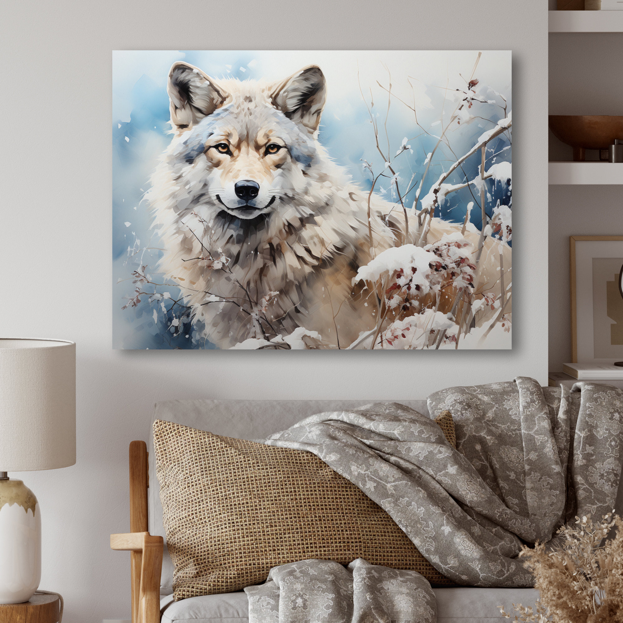 Millwood Pines Wolf Winters Embrace - Animals Print on Metal | Wayfair