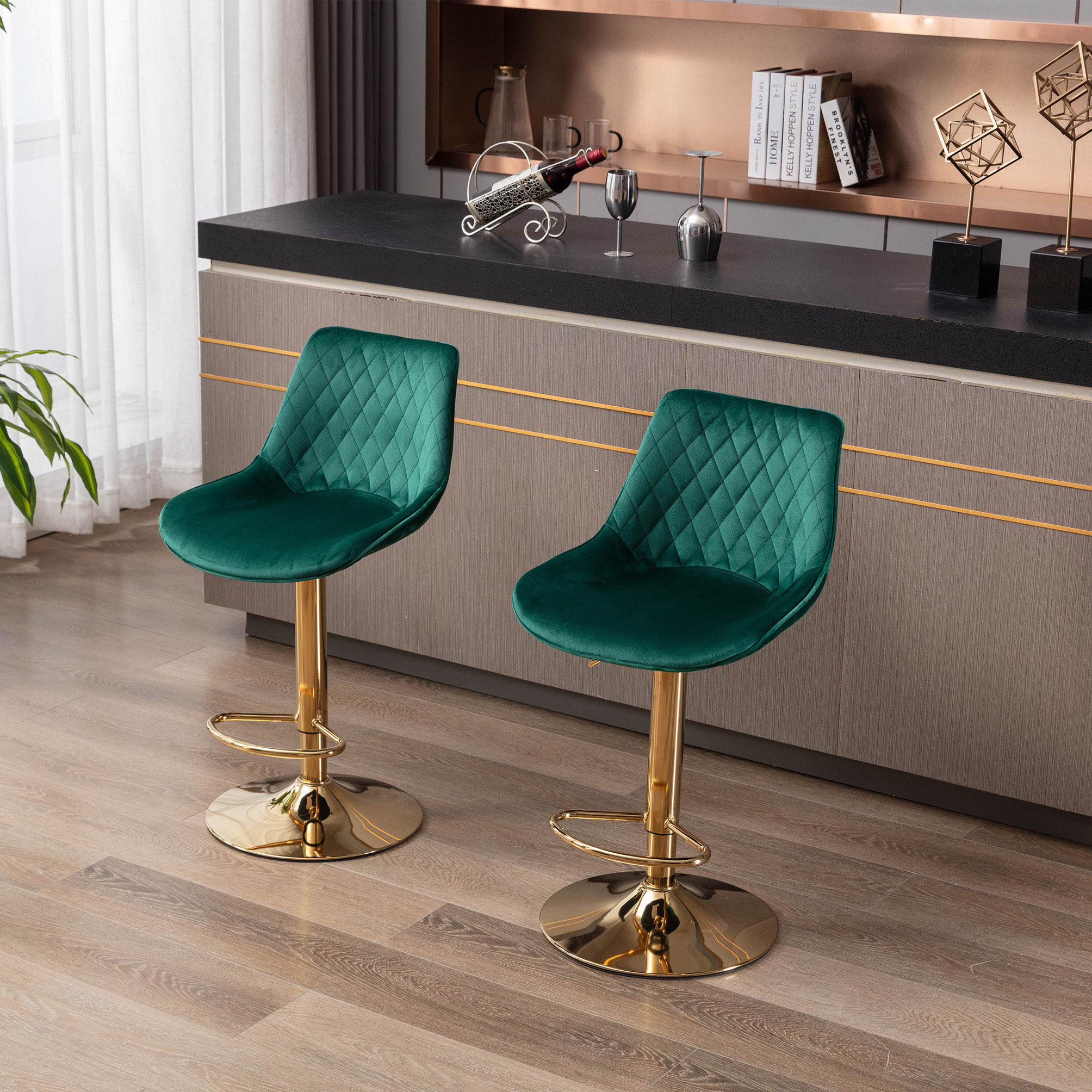 smashgroup Swivel Height Adjustable Bar Stool Set of 2 | Wayfair