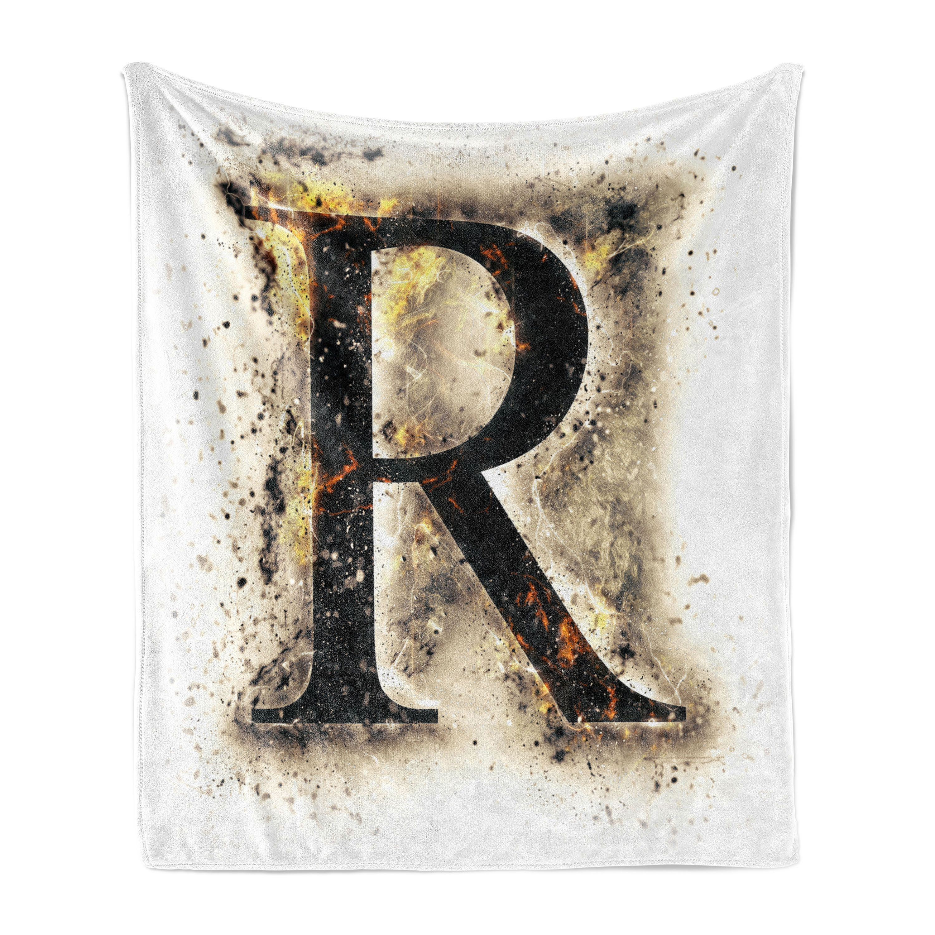 Ambesonne Letter R Fleece Throw Blanket Gothic Baroque Writing Tan ...