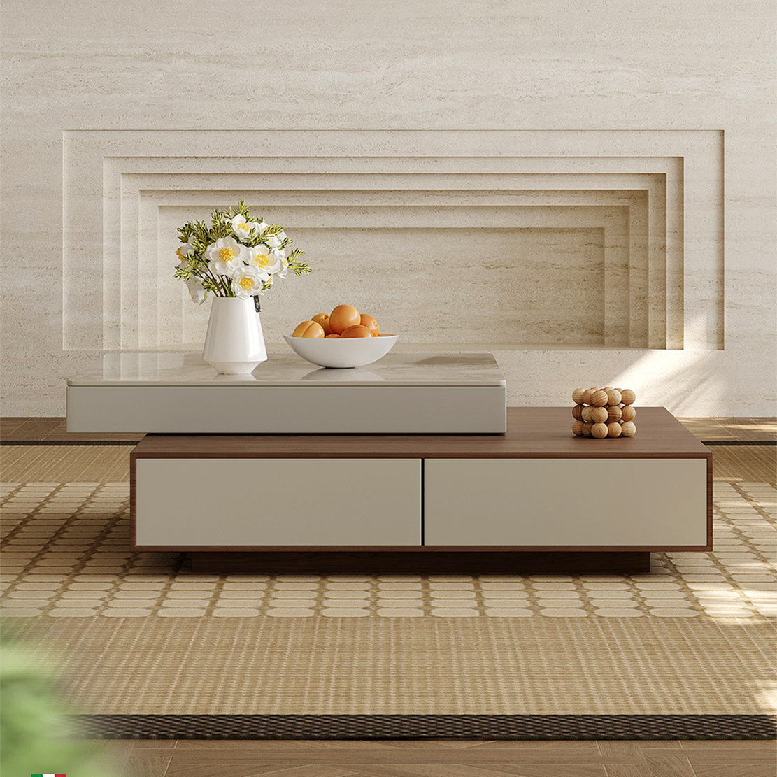 Orren Ellis Simple rotating square stone slab coffee table | Wayfair