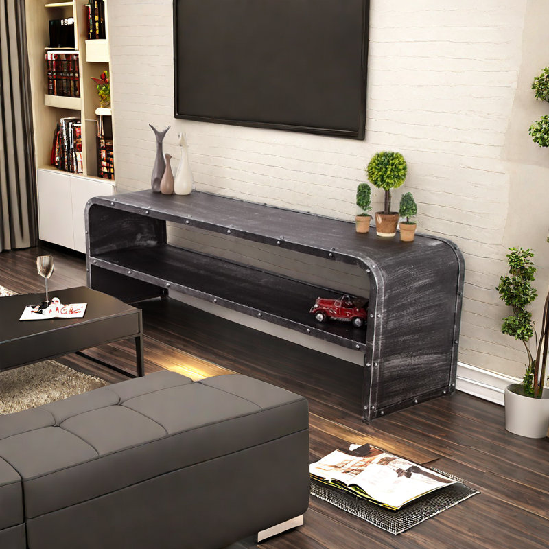 Industrial Style Sofa Iron TV Stand With Rivet Accents 59.05'' W ...