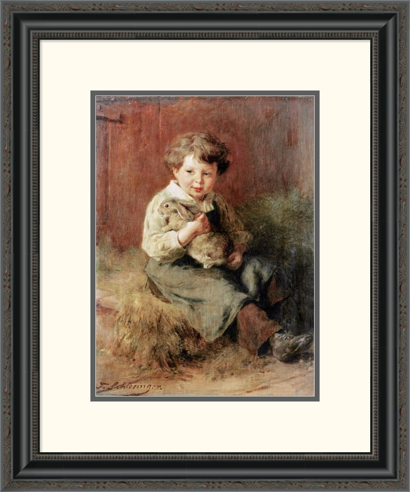 Global Gallery 'The Pet Rabbit' by Felix Schlesinger Framed Painting ...
