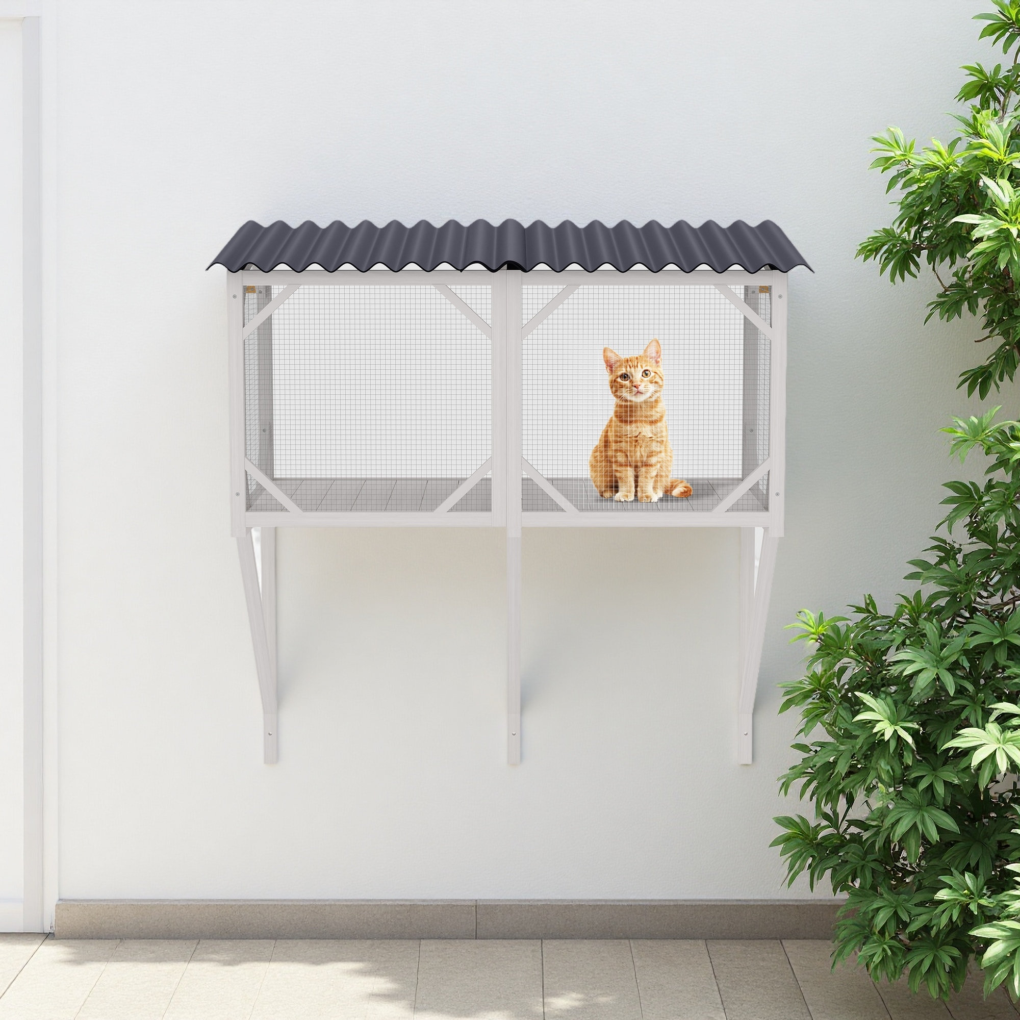 Tucker Murphy Pet™ Cat Window Box, 43.3" Catio Outdoor Cat Enclosure ...