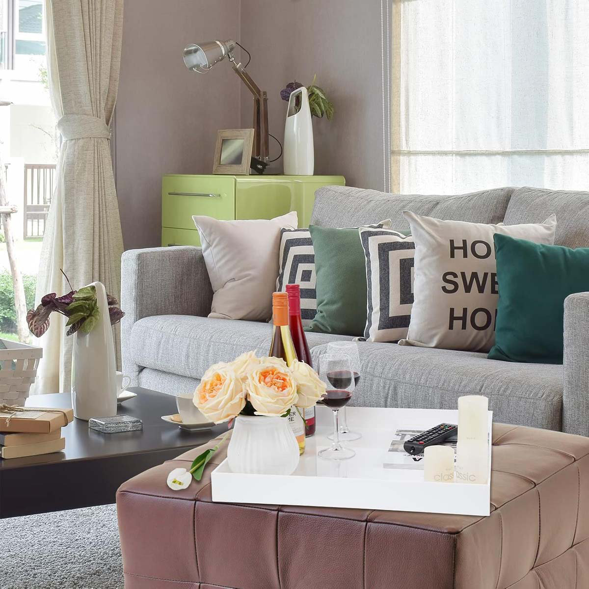 Orren Ellis 22×22 Inches Oversized Clear Acrylic Ottoman Tray Extra ...