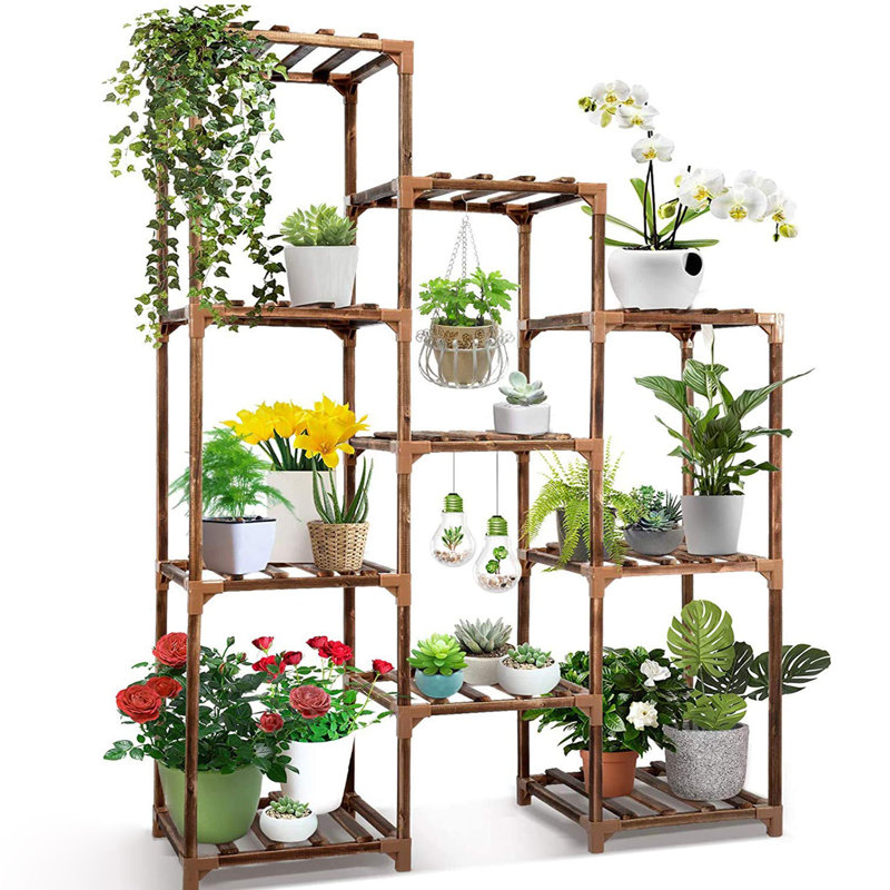 Arlmont & Co. 7-layer large wooden plant rack multi-layer flower rack ...