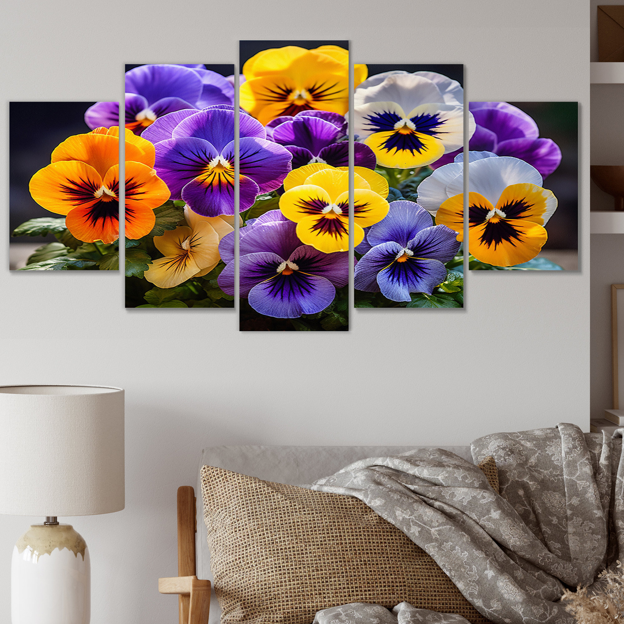 Latitude Run® Purple Pansies Vibrant Pansies - Floral Wall Decor - 5 ...