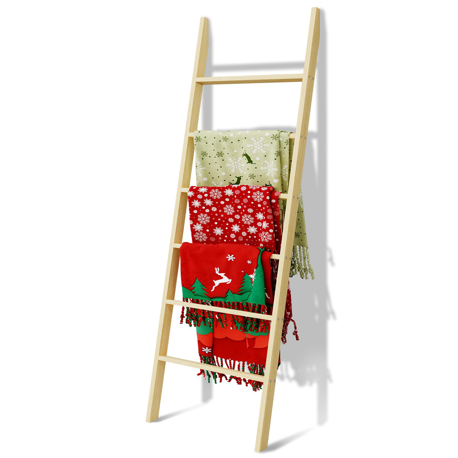 Hokku Designs 6-Tier Wood Blanket Ladder 57.5'' Rustic Towel Quilt ...