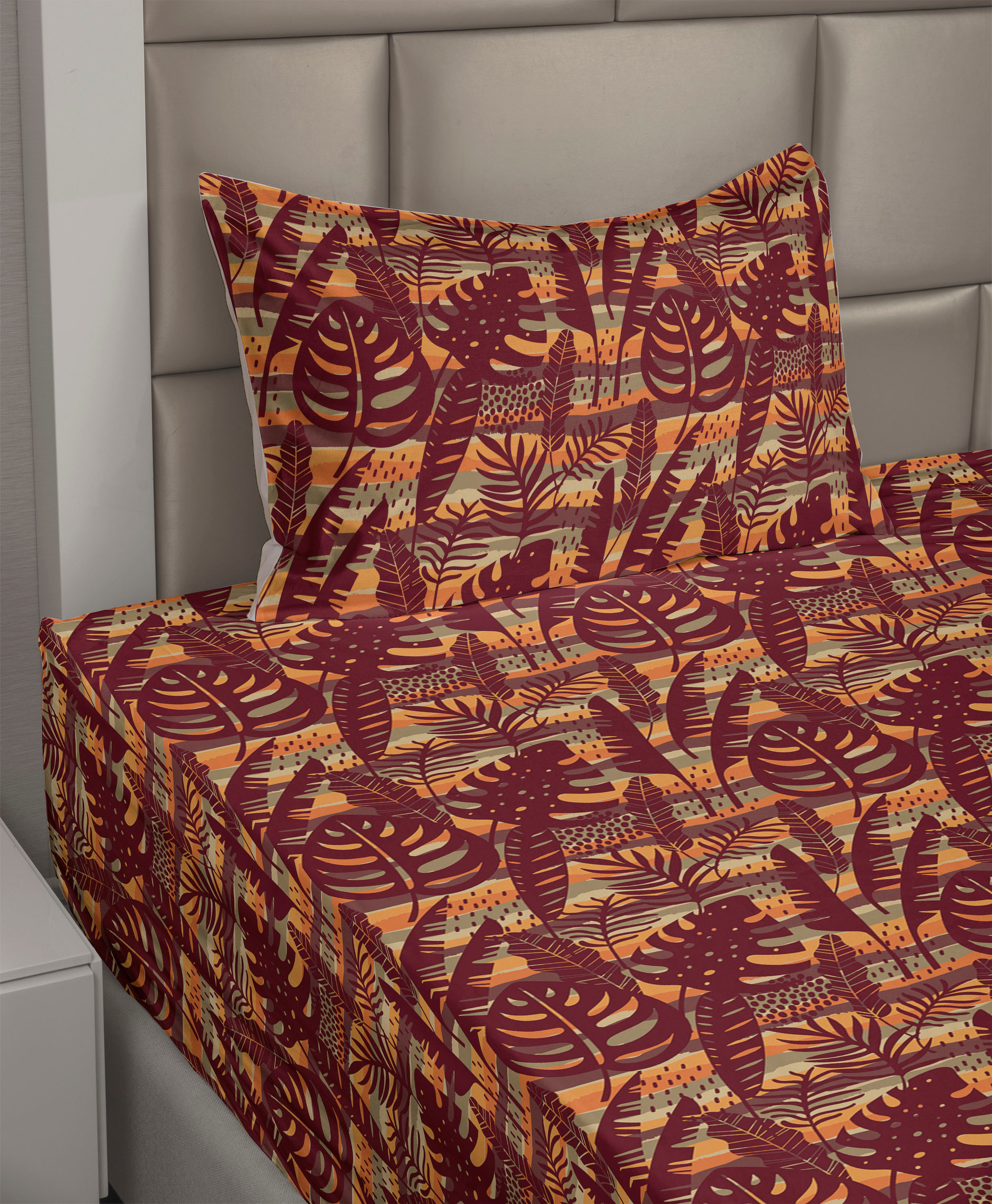 Ambesonne Tropical Sheet Set Summer Leaf Sketch Pattern Pistachio Green ...