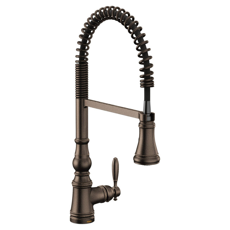 Moen Weymouth Pre-Rinse Spring Pull-Down Single Handle Kitchen Faucet ...