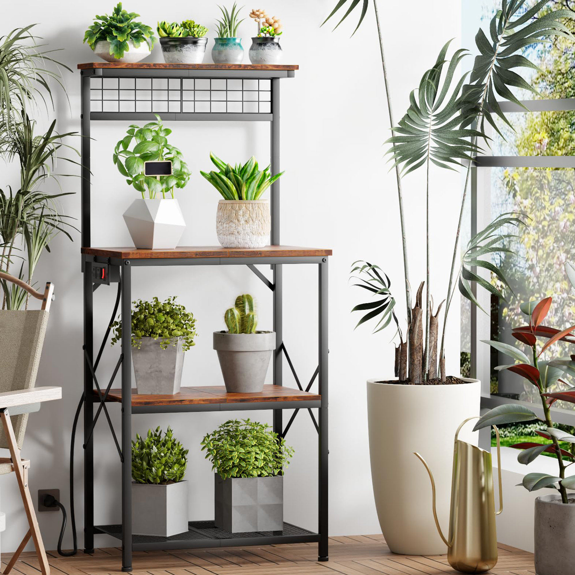 17 Stories 4-tier kitchen storage rack with power socket - Wayfair Canada