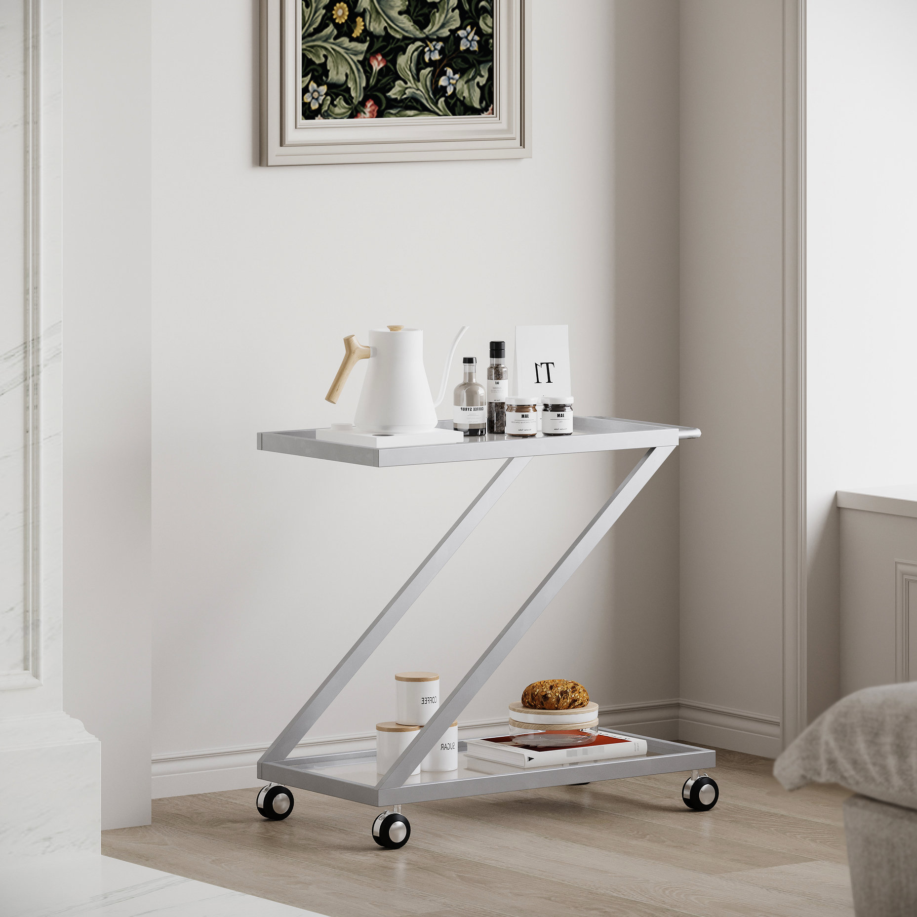 Wrought Studio Hip Rolling Bar Cart With Metal Construction And ...