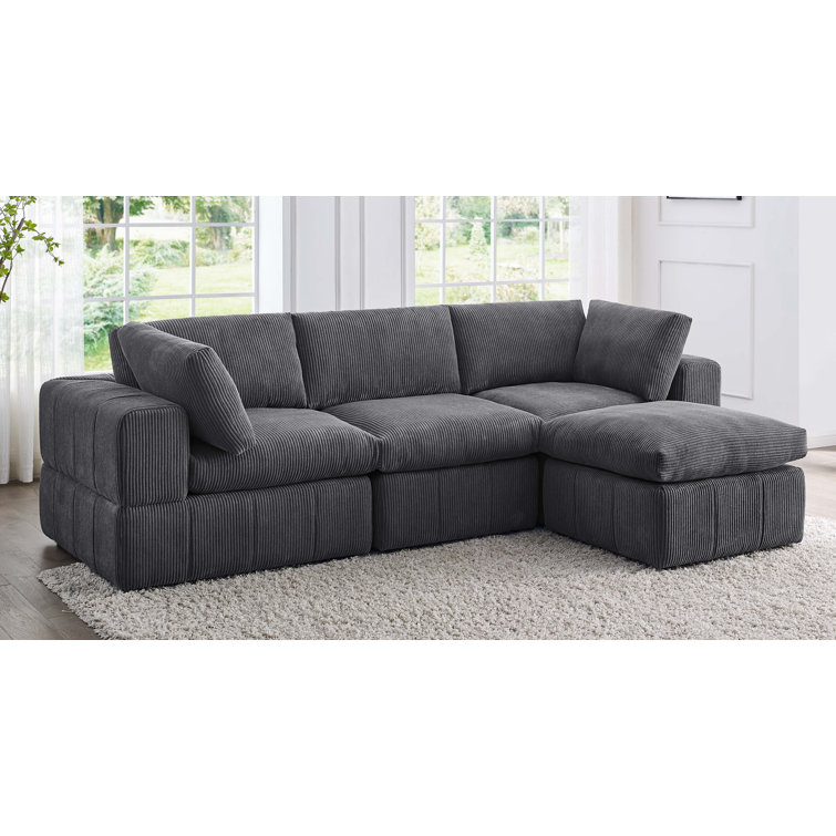 Wade Logan® Atianna 4 - Piece Corduroy Sectional & Reviews | Wayfair