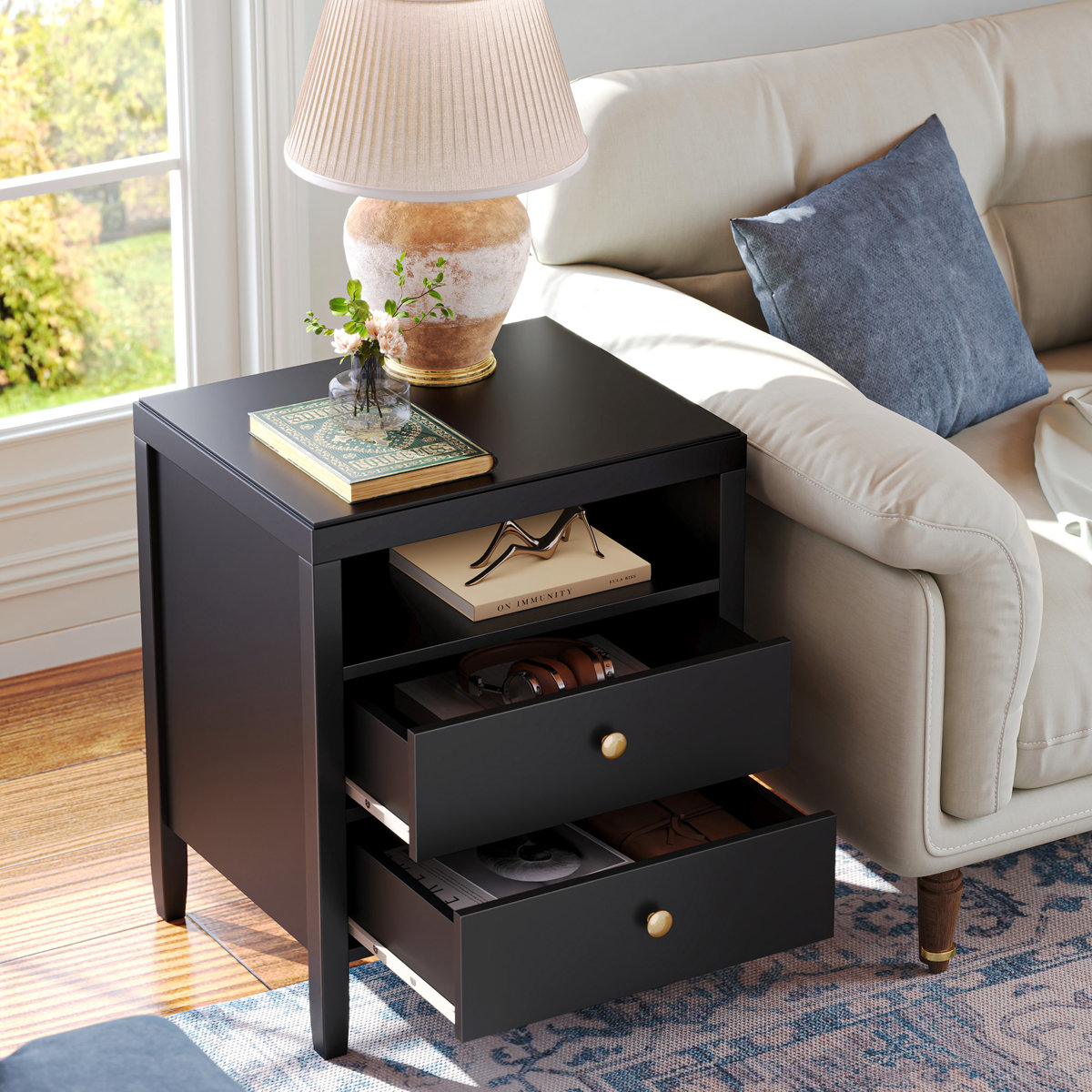 Red Barrel Studio® Mahle Bedroom Nightstand, Wood Night Stand, Bedside ...