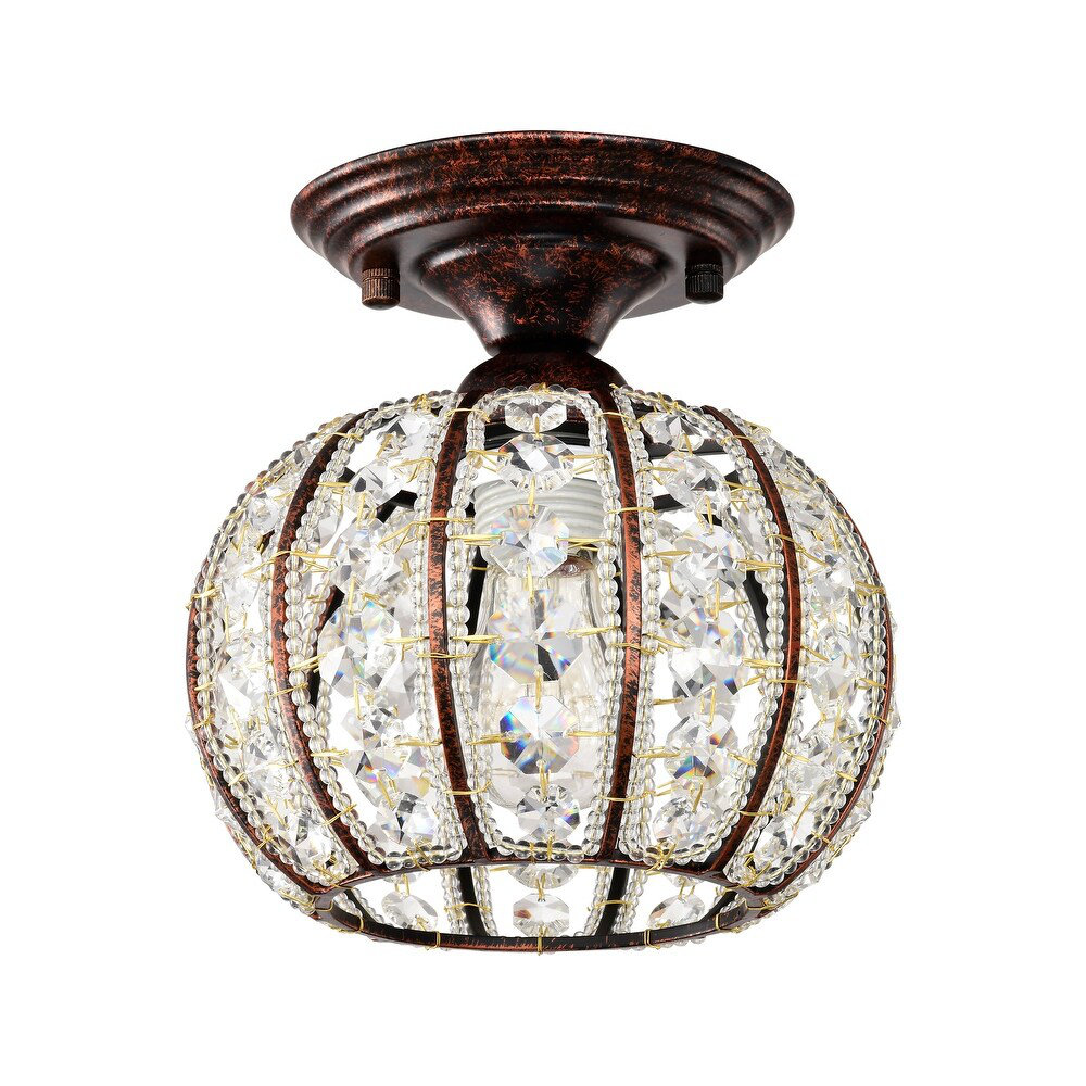 House of Hampton® Thyri Caged Globe Semi-Flushmount Celing Lamp With ...