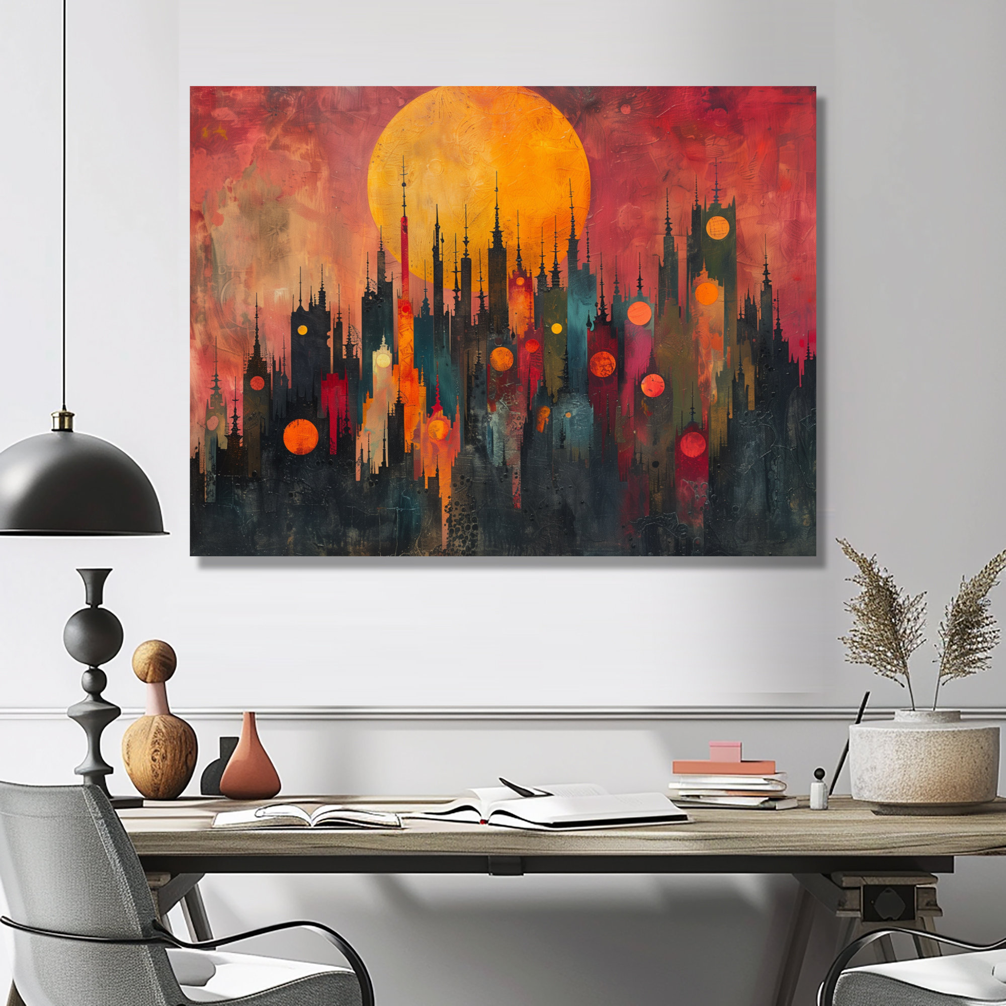 Winston Porter Red Yellow Fantastical Folly Towers IV - Towers Wall ...