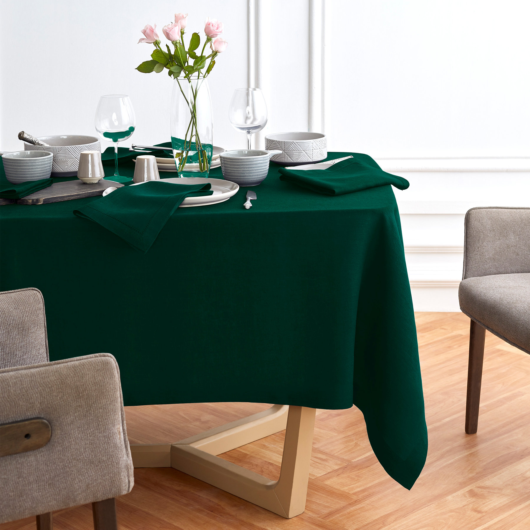 Solino Home Sonoma Hemstitch - 100% Pure Linen Rectangle Dining ...