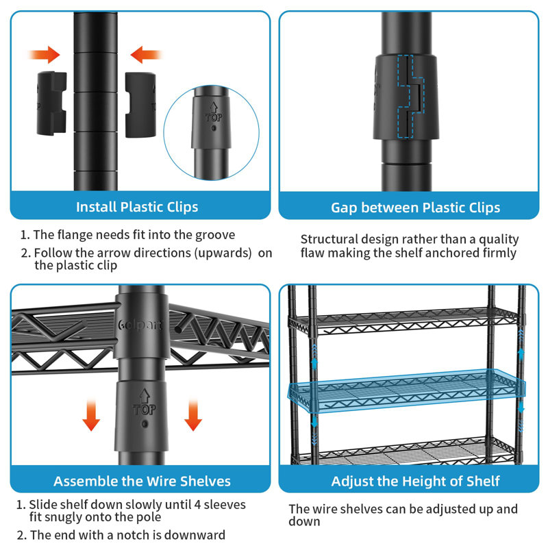 Rebrilliant Heavy Duty Rolling Garment Rack - 3-Tier Adjustable Wire ...