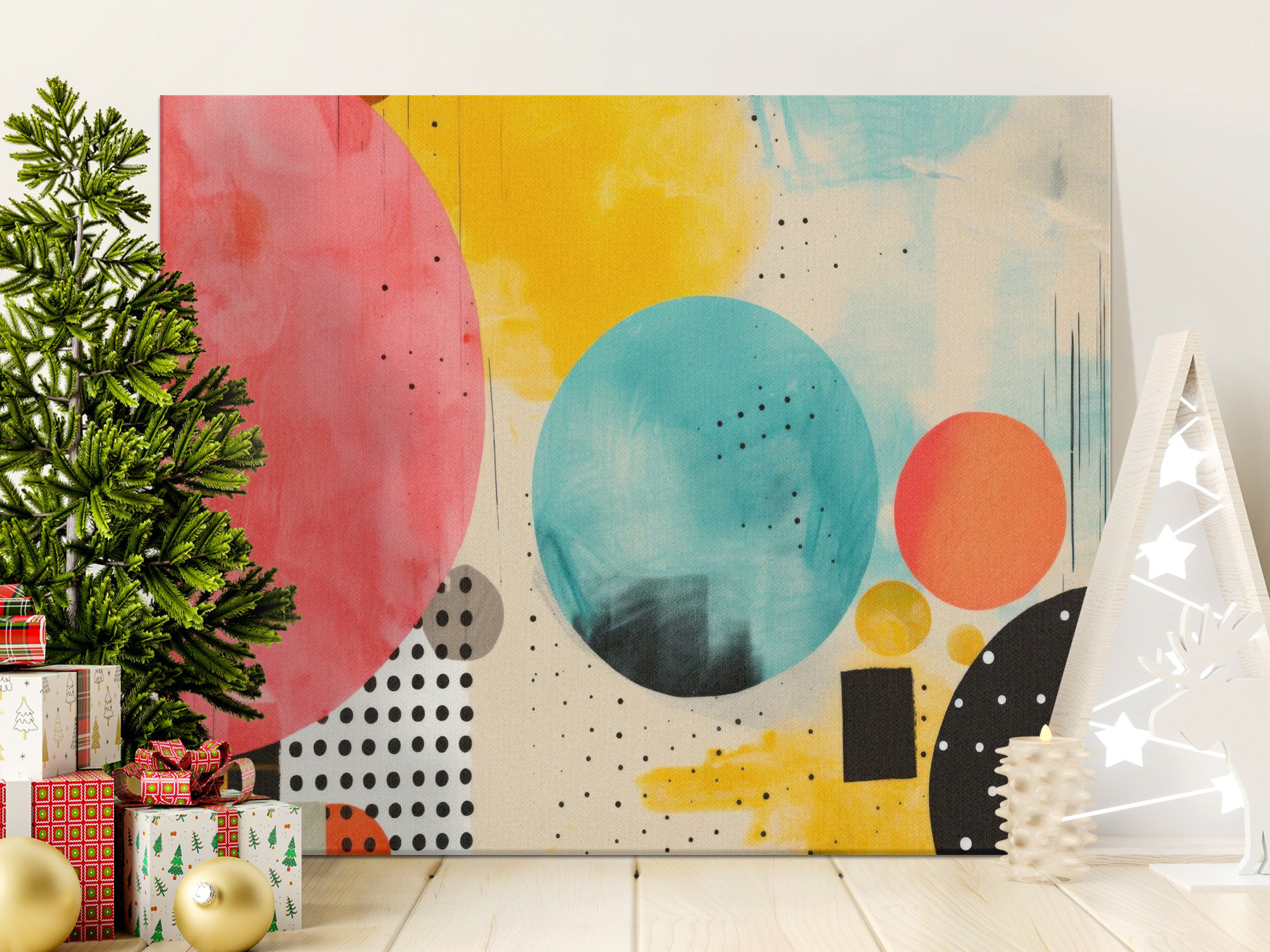 Lark Manor Abstract Shapes Canvas Wall Art, Modern Geometric Print ...