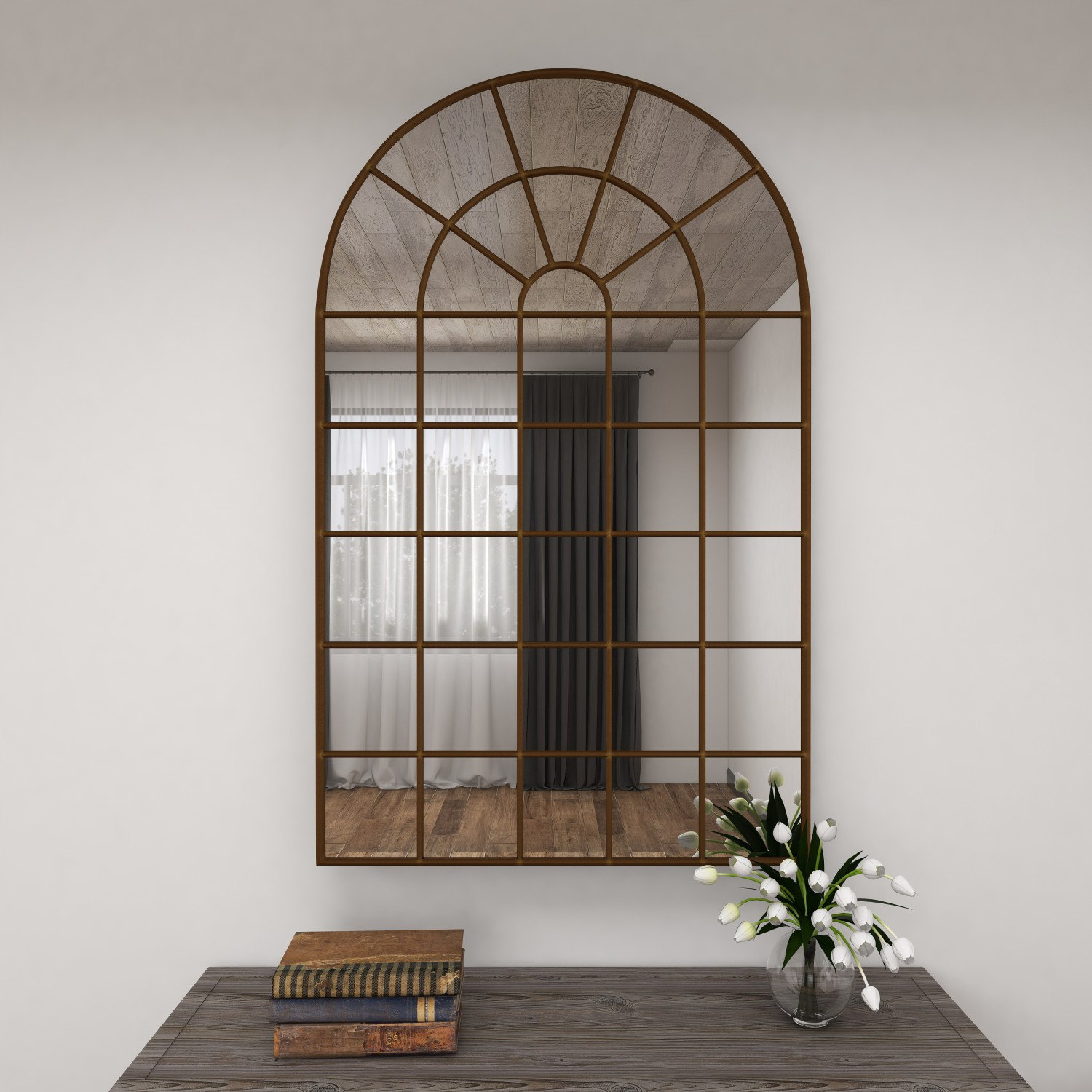 Ophelia & Co. Metal Arched Window Pane Wall Mirror "& Reviews" | Wayfair