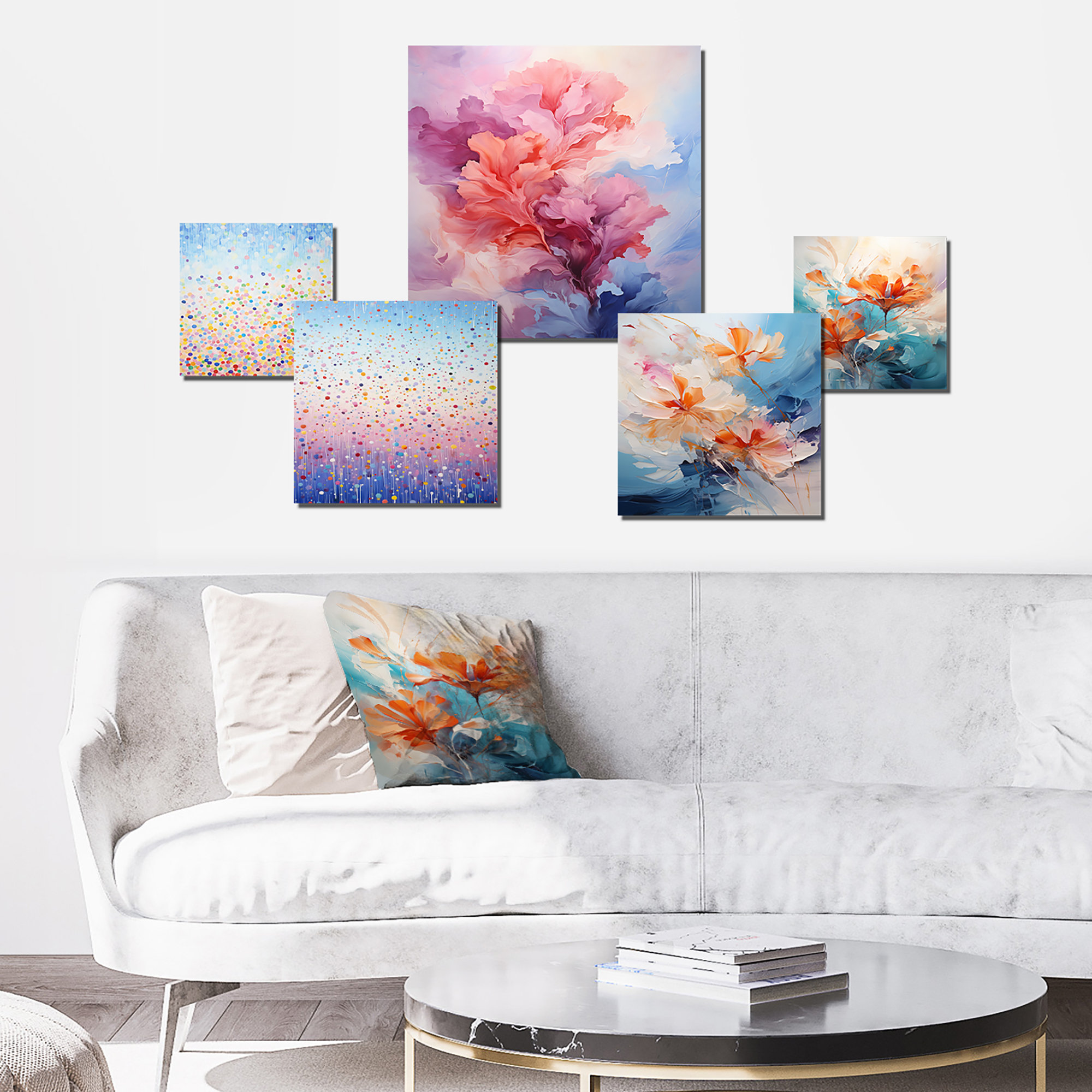 Latitude Run® Minimalism Rainbow Dot - Abstract Wall Art Set Of 5 | Wayfair