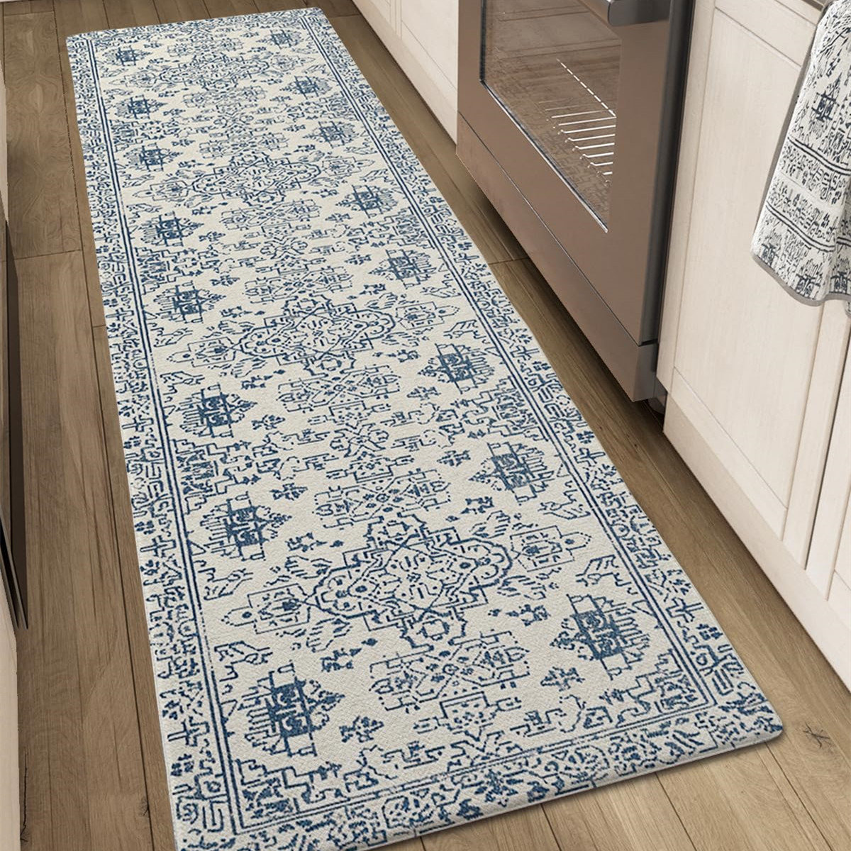 Bungalow Rose Non Skid Waterproof Boho Kitchen Runner, Comfort Standing ...