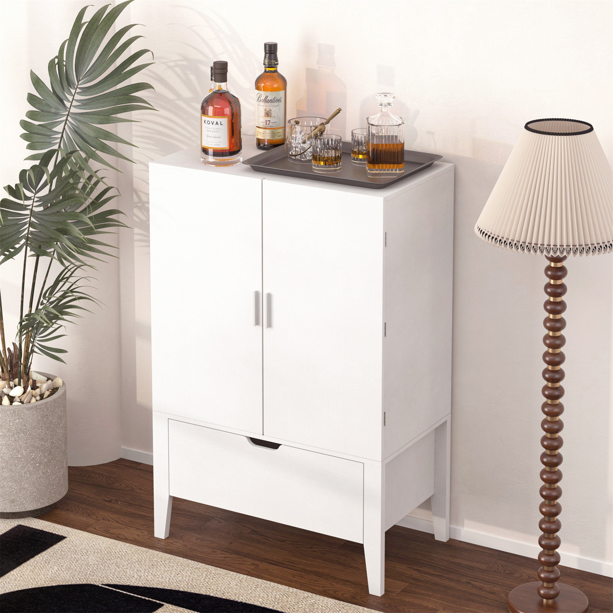 Ebern Designs Versatile Home Liquor Cabinet with Multiple ...