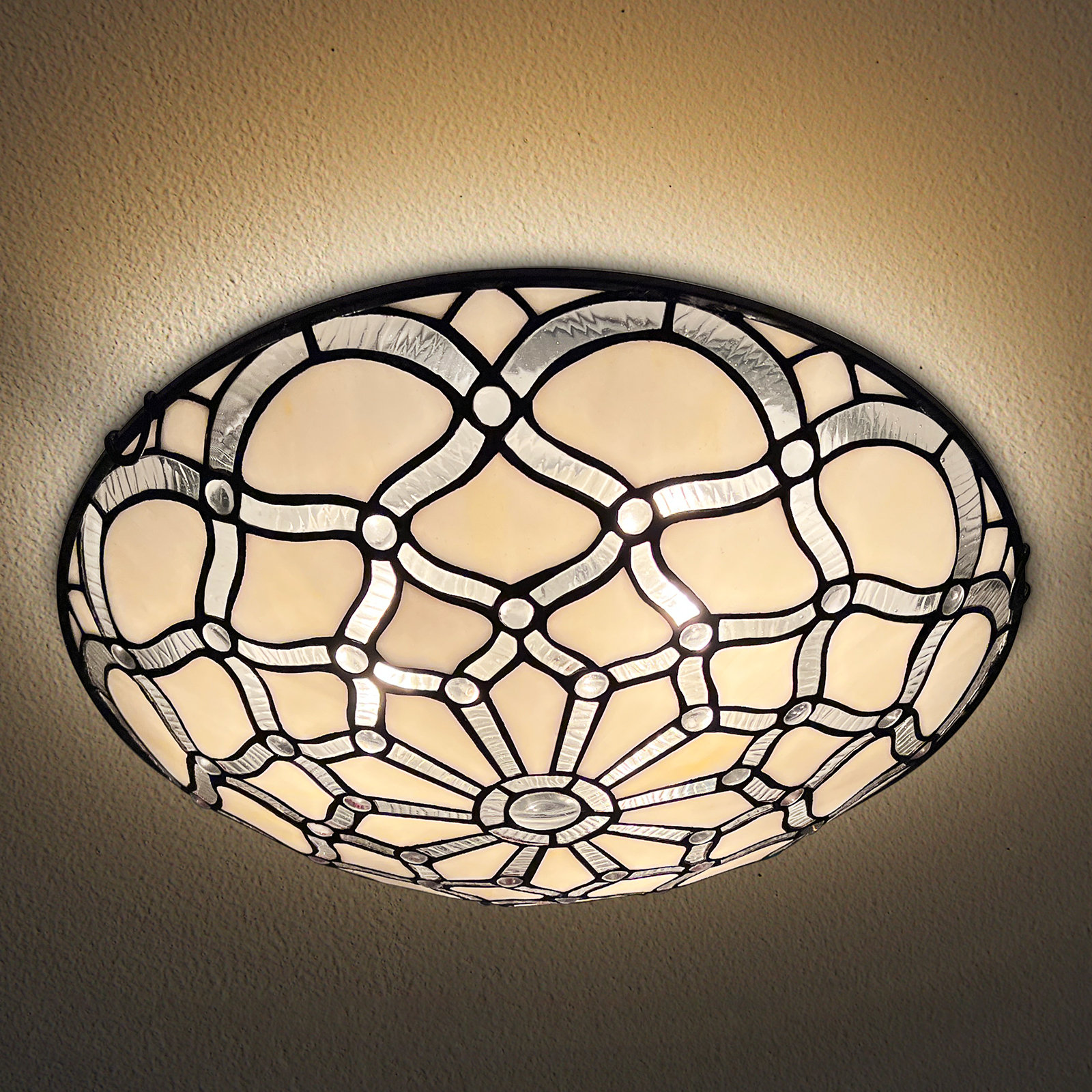 Fleur De Lis Living Tiffany Stained Glass Ceiling Light 3-Lights ...