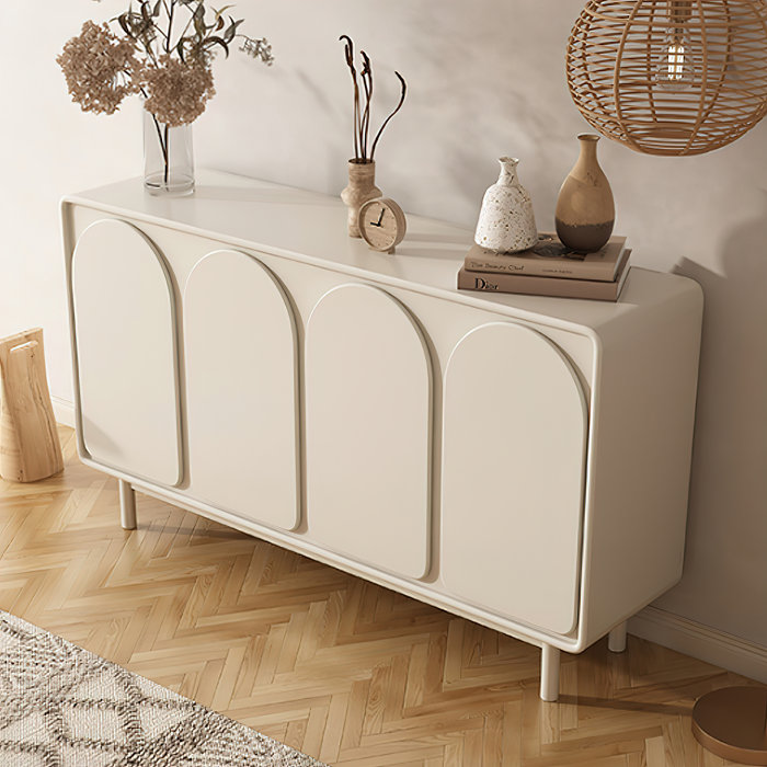 Corrigan Studio® 63" Beige Arched Door Buffet Sideboard with 4 Door ...