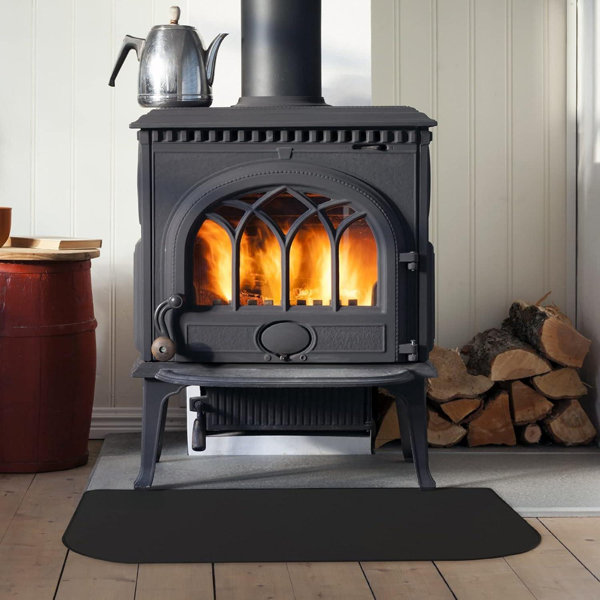 Symple Stuff Fireproof Indoor Fireplace Mat,Black, 25×39 Inch | Wayfair