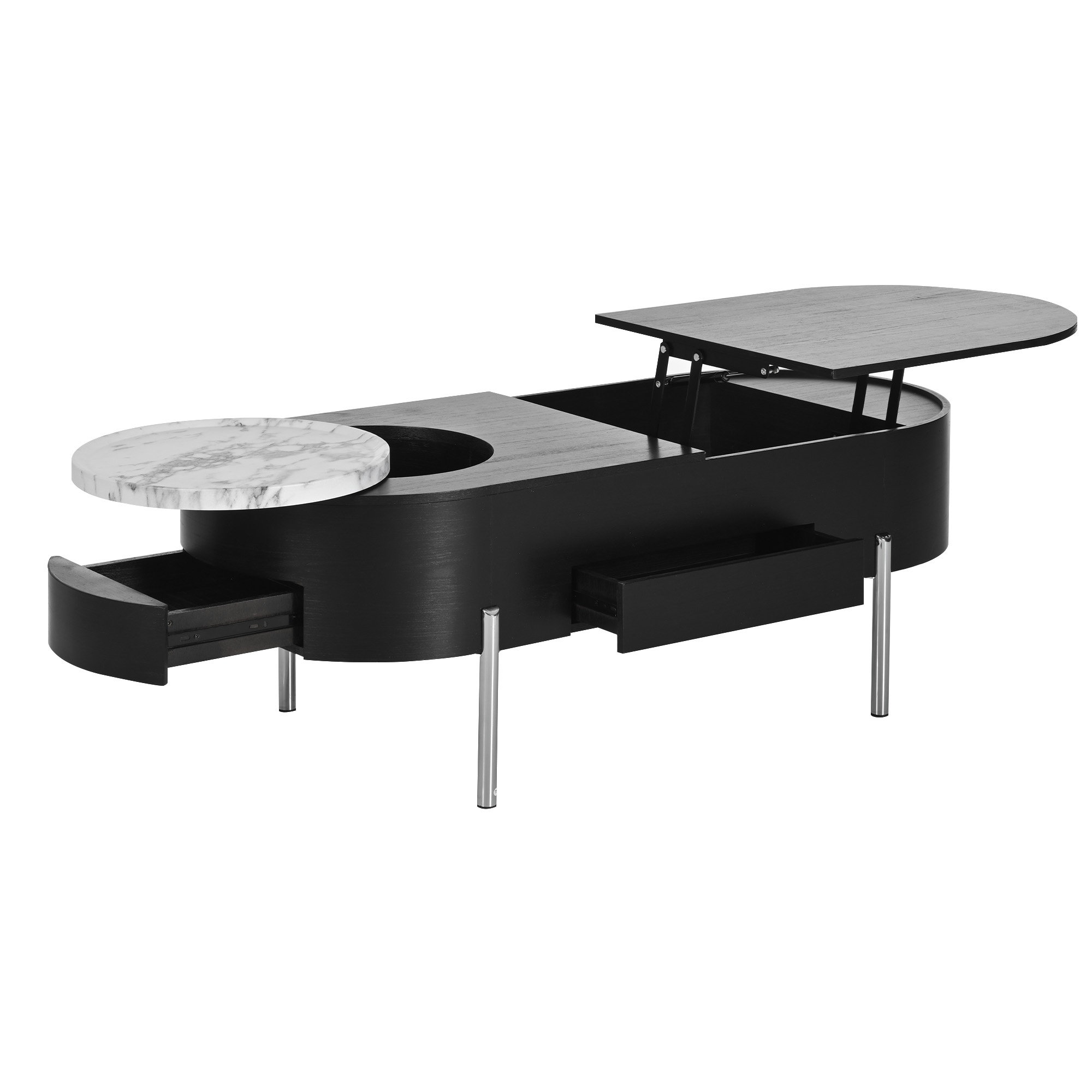 Ivy Bronx 47.2''Lift Top Coffee Table with 360-degree Marble-patterned ...