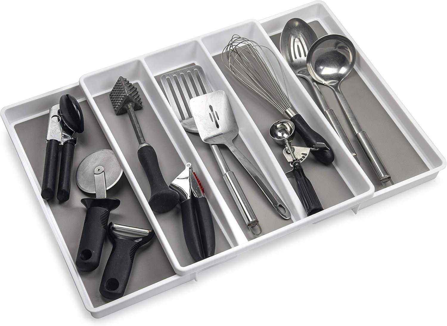 Prep & Savour Expandable Utensil Drawer Organizer, 5 Compartment Non ...