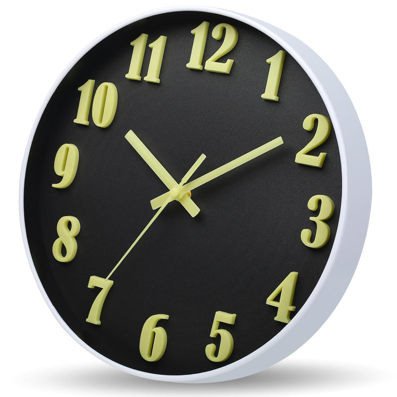Latitude Run® Luminous Wall Clock Glow In The Dark,Modern Wall Clocks ...