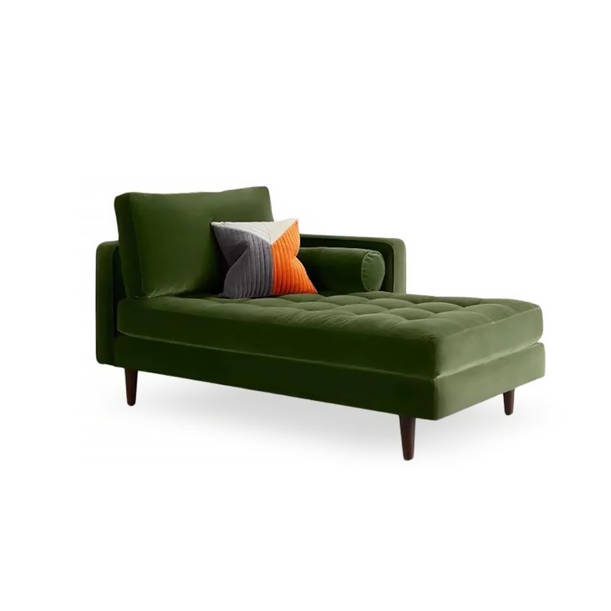 Finesse Furni Elegant Retro Velvet Chaise: Green Upholstery | Wayfair