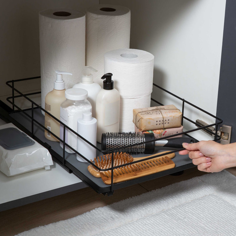 Rebrilliant Large Slide Out Shelf Organizer in Matte Black | Wayfair