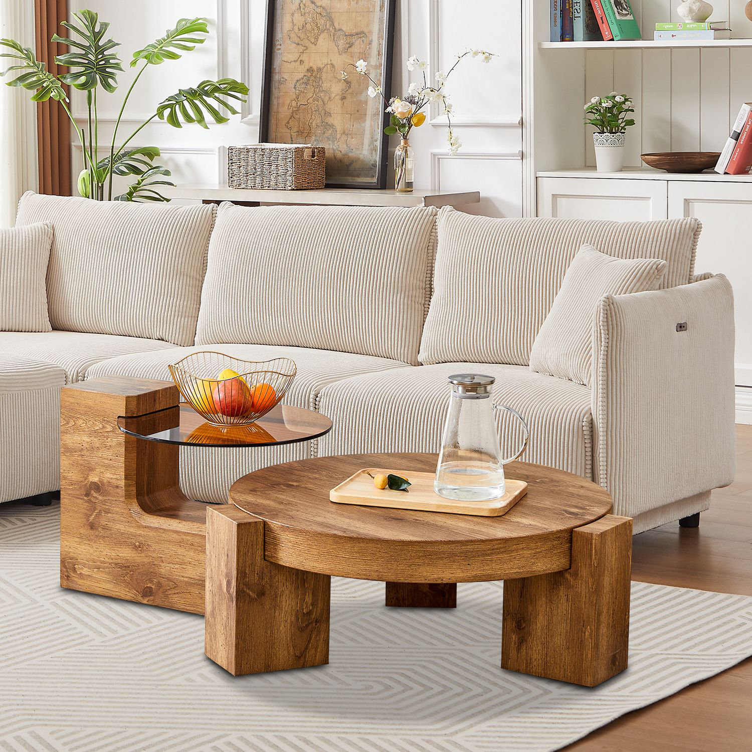Loon Peak Modern style coffee table set with wooden frame for bedrooms ...