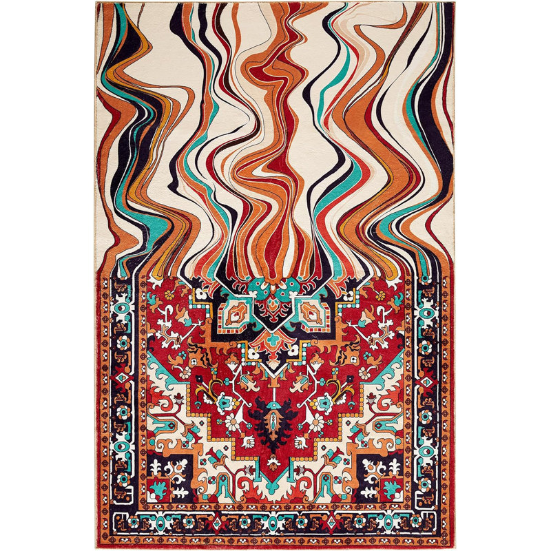 Bungalow Rose Vintage Wine Red Melting Oriental 4x6 Area Rugs for ...