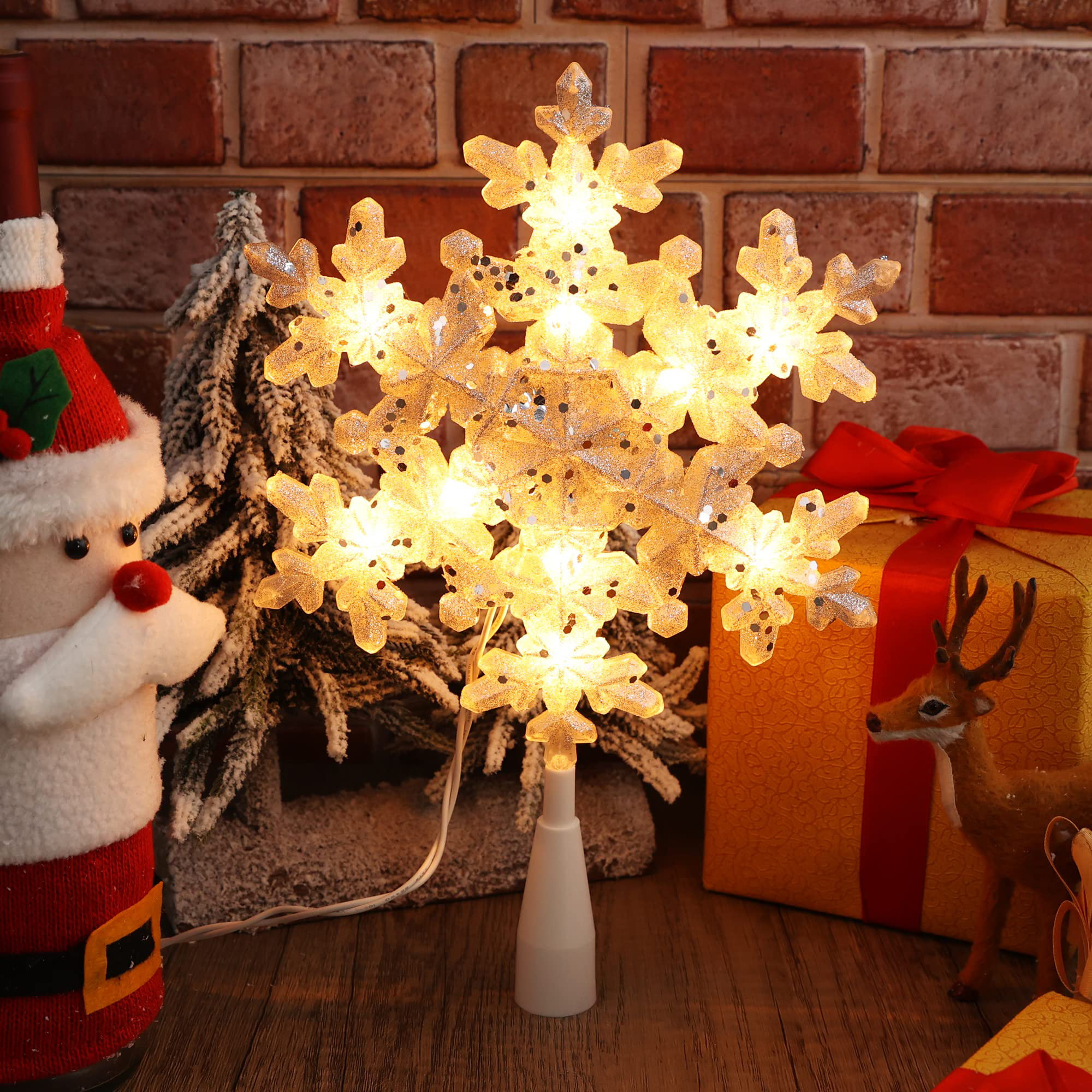 The Holiday Aisle® Silver Snowflake Tree Topper, 9" Christmas Tree ...