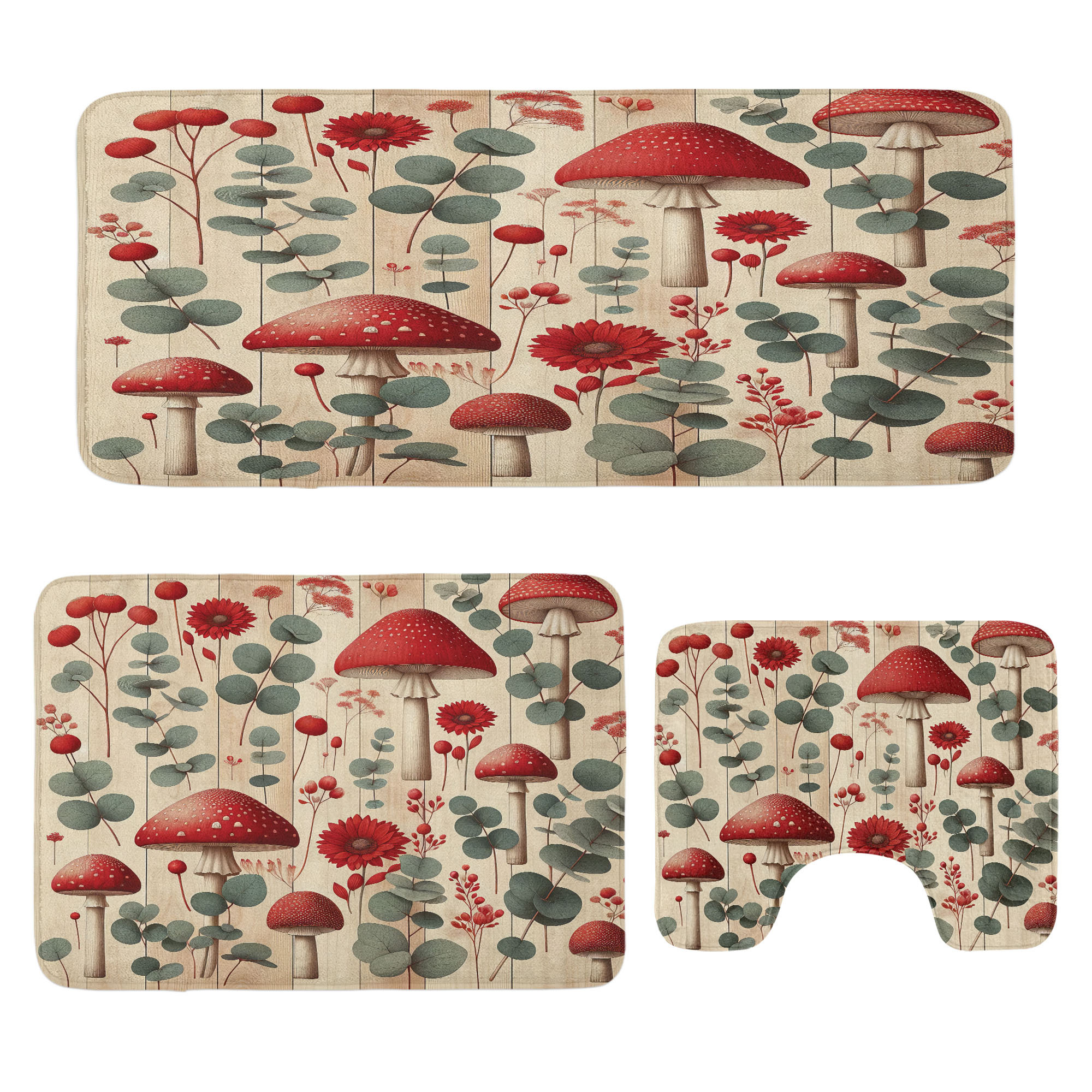 East Urban Home Rustic Bathroom Rug Set 3 Pieces U-Shape & Rectangle ...