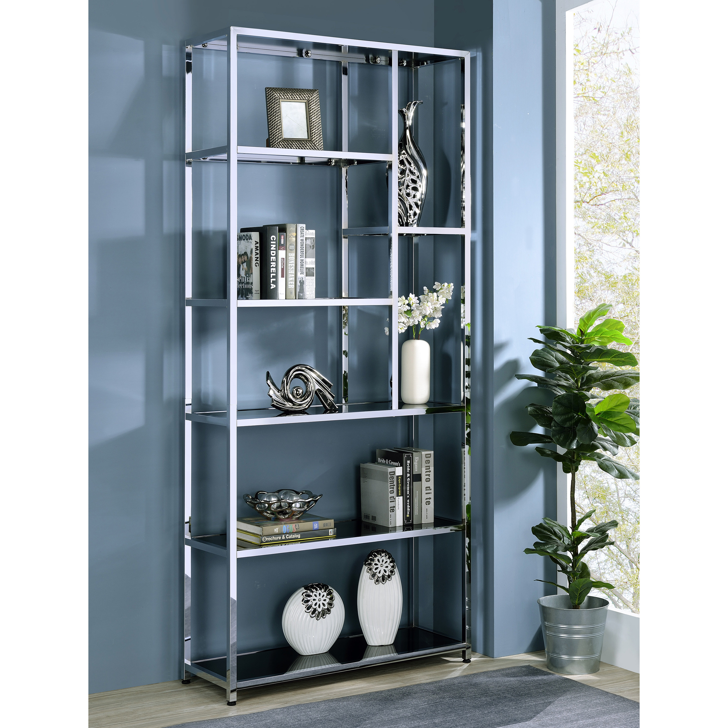 Everly Quinn Walkertown 90.5" H x 39.38" W Steel Etagere Bookcase ...